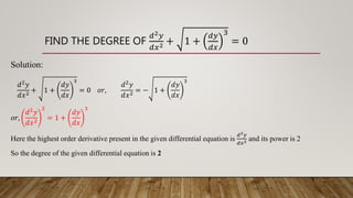 Order and Degree of Ordinary Differential Equations | PPTX
