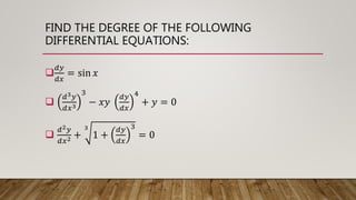 Order and Degree of Ordinary Differential Equations | PPTX
