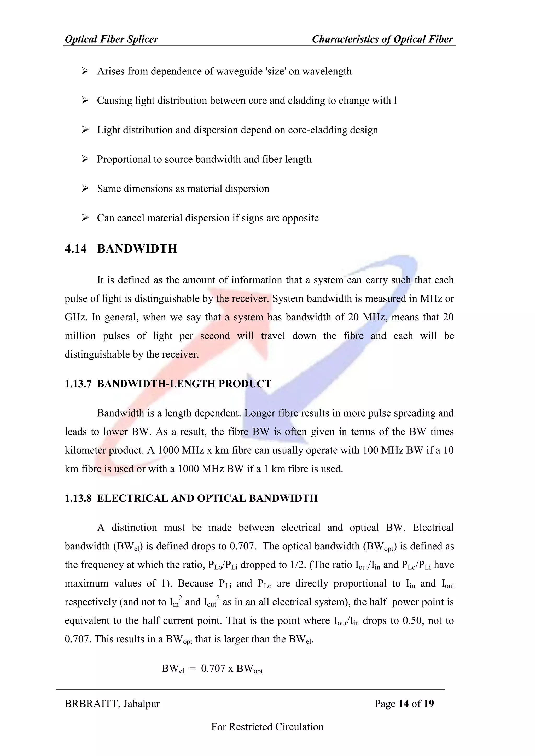Characteristics of optical fiber cable | PDF