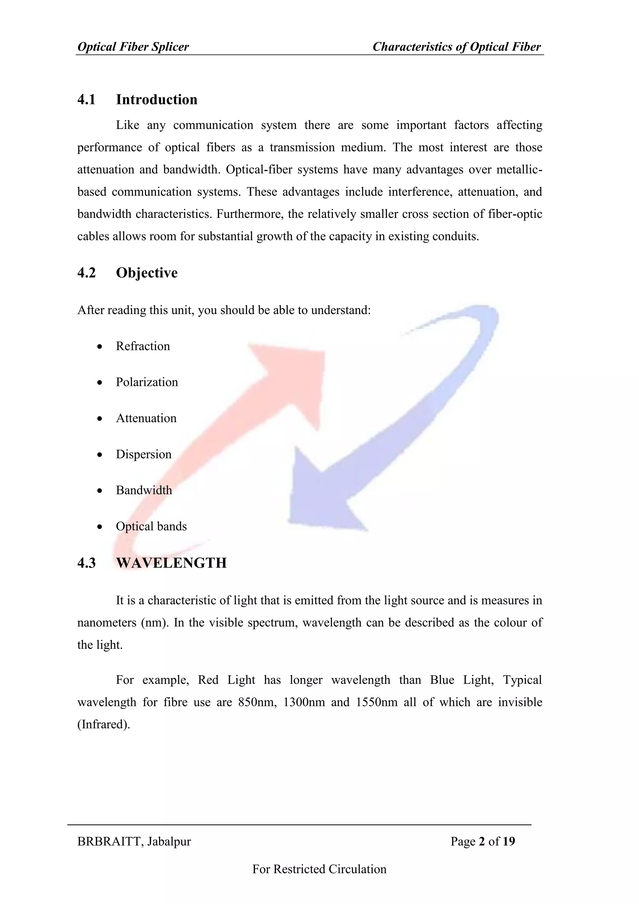 Characteristics of optical fiber cable | PDF