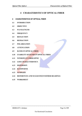 Characteristics of optical fiber cable | PDF