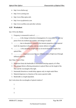 Characteristics of optical fiber cable | PDF
