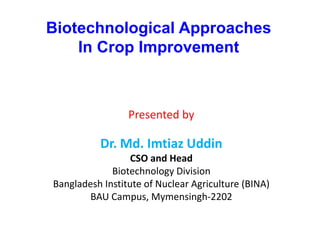 Biotechnological Approaches In Crop Improvement | PPTX