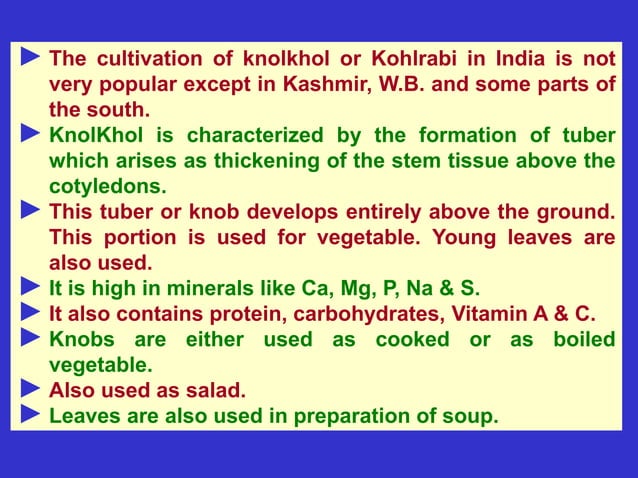 Production technology of knolkol in temperate vegetable | PPSX