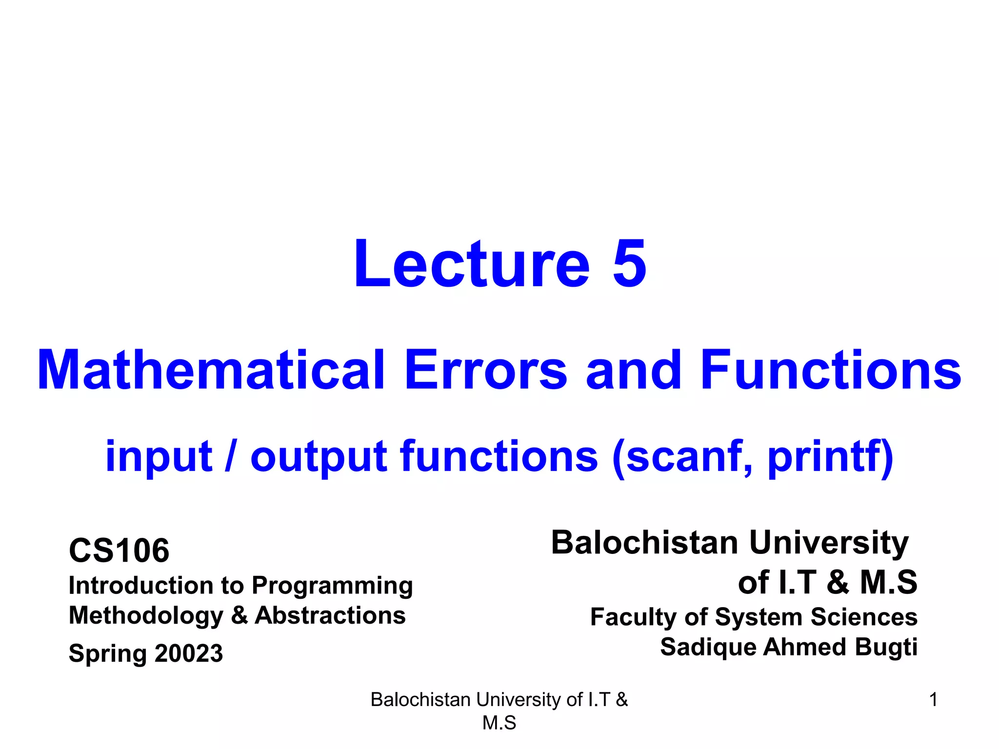 Math Functions in C Scanf Printf | PPT Math Functions in C Scanf Printf | PPT