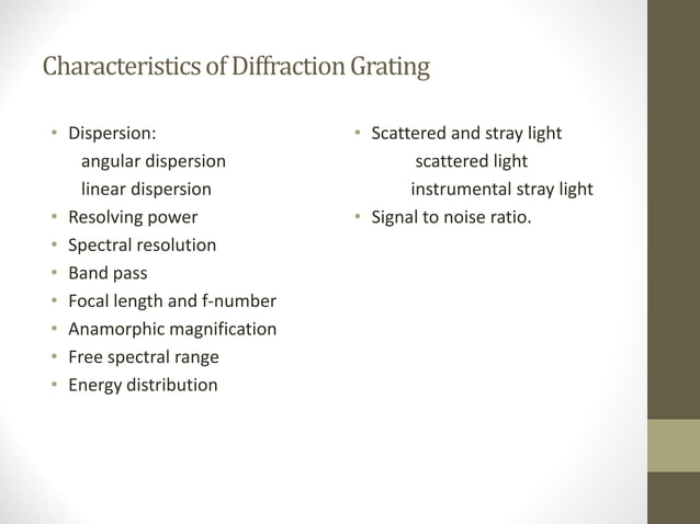 Diffraction-grating experiment ppt with full detail | PDF | Chemistry | Science