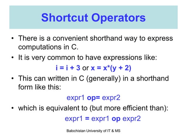 Arithmetic Operator In C Ppt