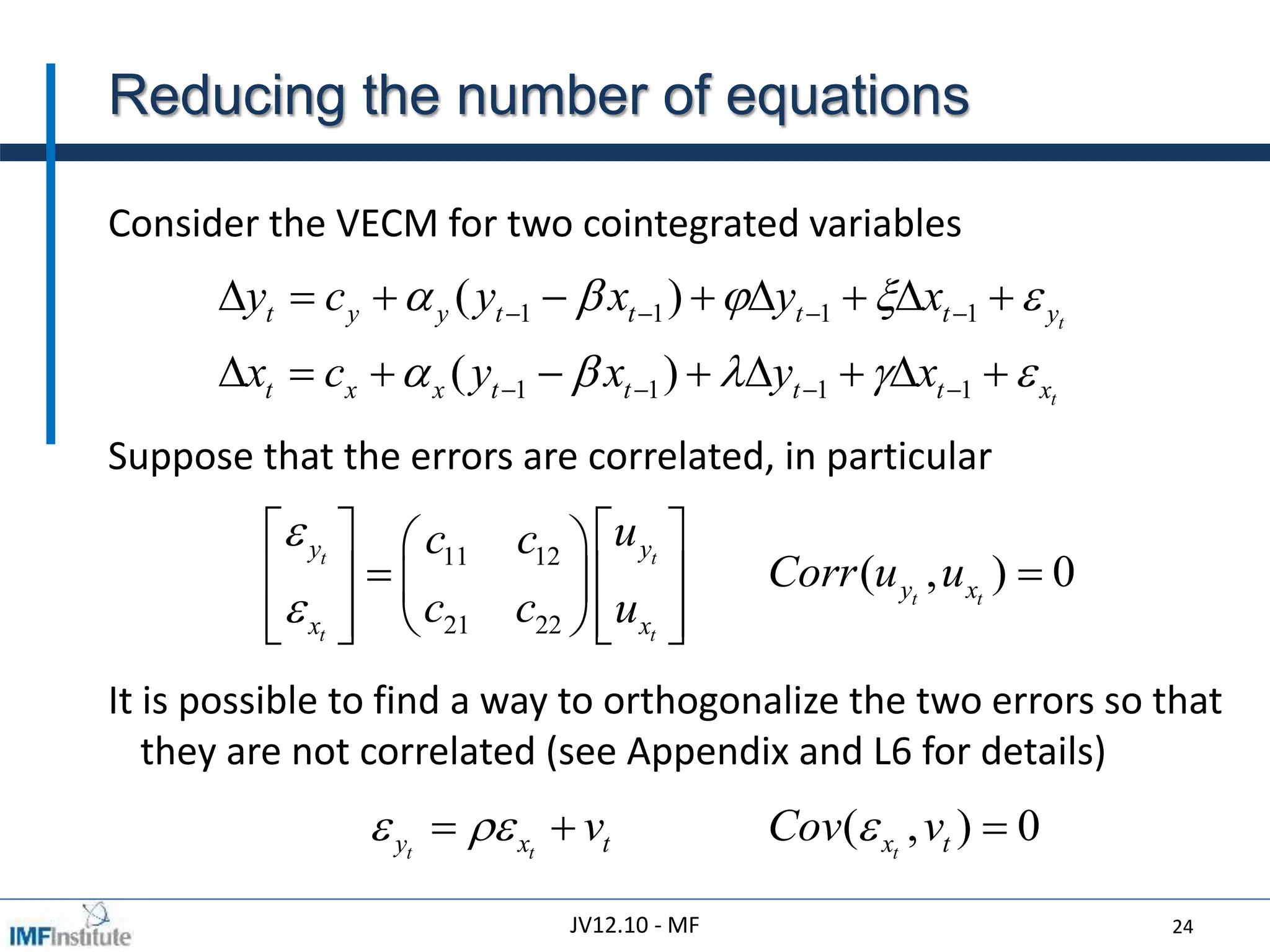 L-8 VECM Formulation, Hypothesis Testing, and Forecasting - KH.pptx ...
