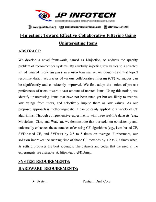 L Injection Toward Effective Collaborativefiltering Using