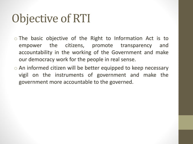 Right to Information Act(RTI) | PPTX | Political Issues & policy | Politics