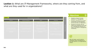 IT Management overview of the module and content | PDF