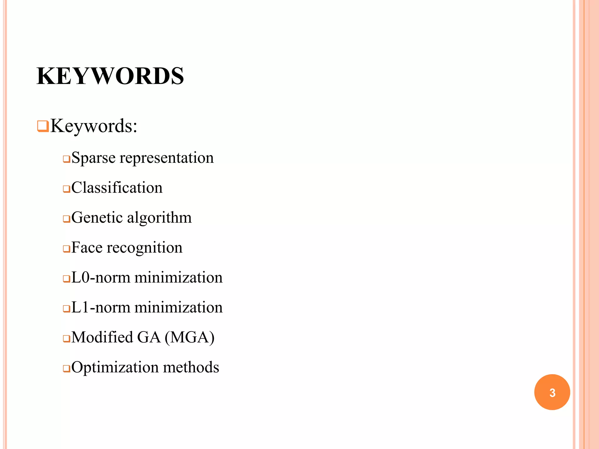 L0 norm sparse representation based on modified genetic algorithm | PPTX
