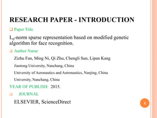 L0 norm sparse representation based on modified genetic algorithm | PPTX