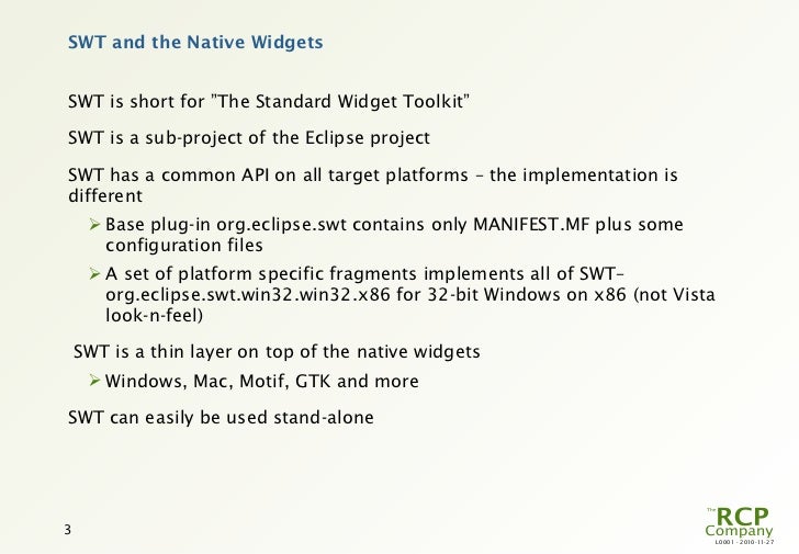 L0018 Swt The Standard Widget Toolkit