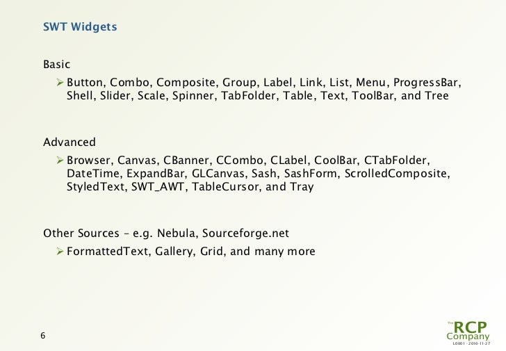 L0018 Swt The Standard Widget Toolkit