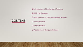 IEEE 754 FLOATING-POINT FORMAT AND ITS APPLICATION | PDF