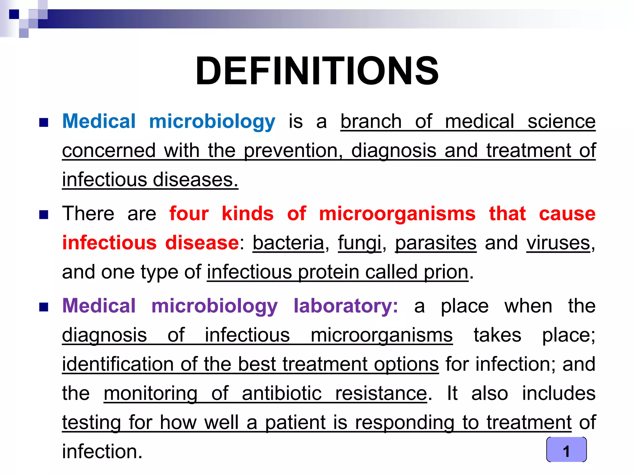 Medical Microbiology Laboratory (introduction & terminology) | PDF