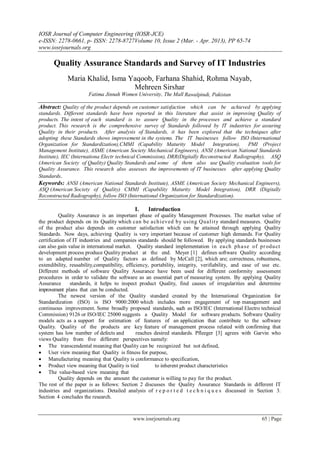 Quality Assurance Standards and Survey of IT Industries | PDF