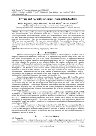 Privacy and Security in Online Examination Systems | PDF