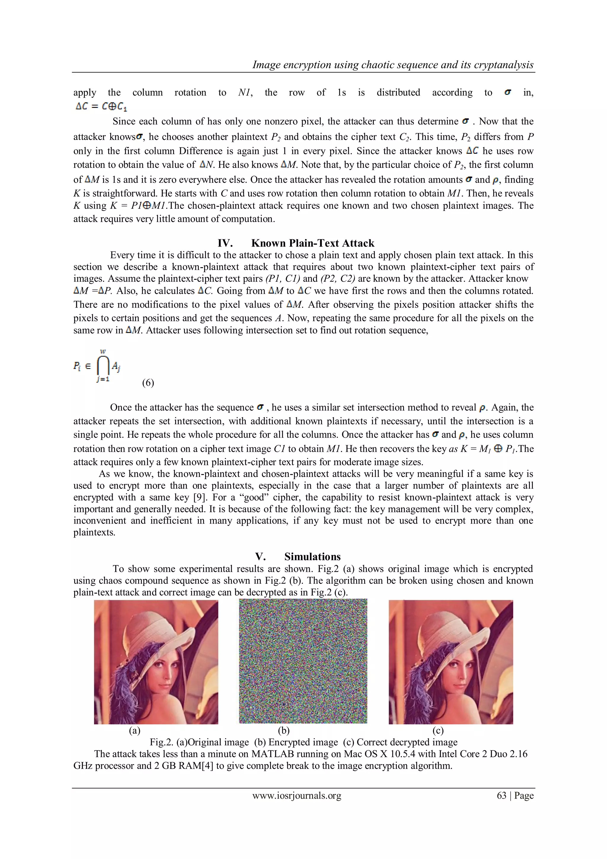 Image encryption using chaotic sequence and its cryptanalysis | PDF