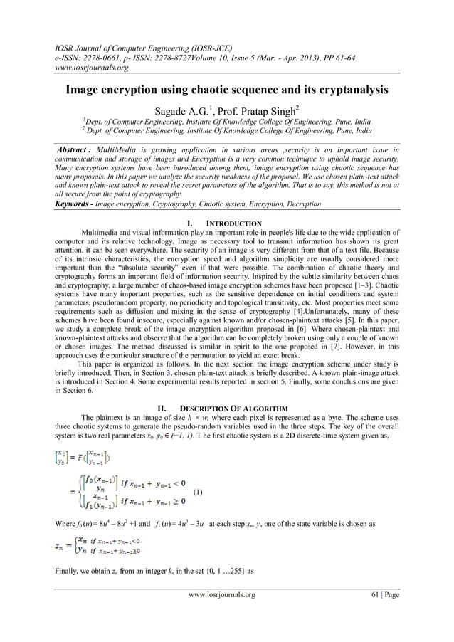 Image encryption using chaotic sequence and its cryptanalysis | PDF