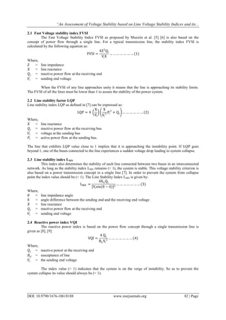 “An Assessment of Voltage Stability based on Line Voltage Stability Indices and its Enhancement ...