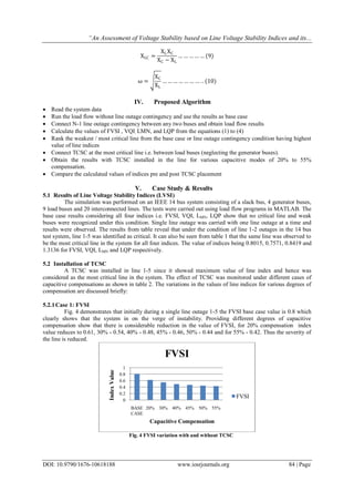 “An Assessment of Voltage Stability based on Line Voltage Stability Indices and its Enhancement ...