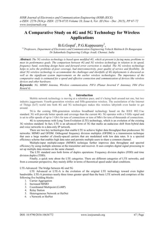 A Comparative Study on 4G and 5G Technology for Wireless Applications | PDF