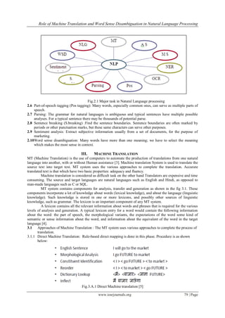 Role of Machine Translation and Word Sense Disambiguation in Natural Language Processing | PDF ...