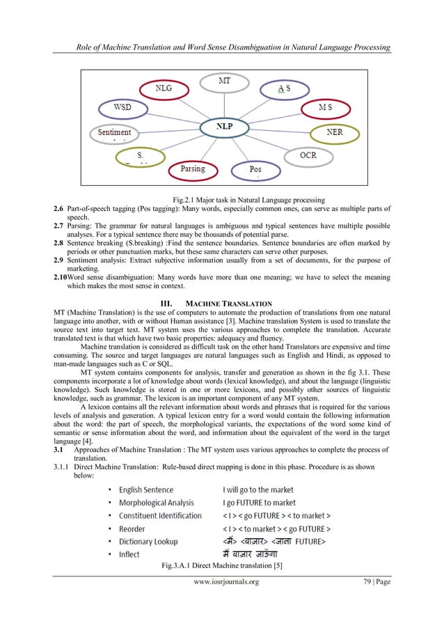 Role of Machine Translation and Word Sense Disambiguation in Natural Language Processing | PDF ...