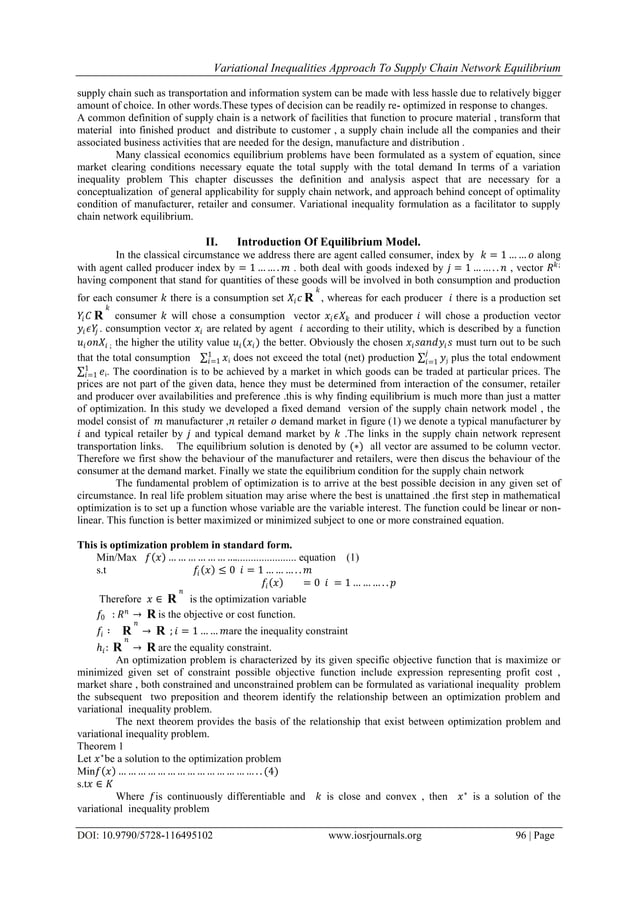 Variational Inequalities Approach to Supply Chain Network Equilibrium | PDF | Logistics | Business