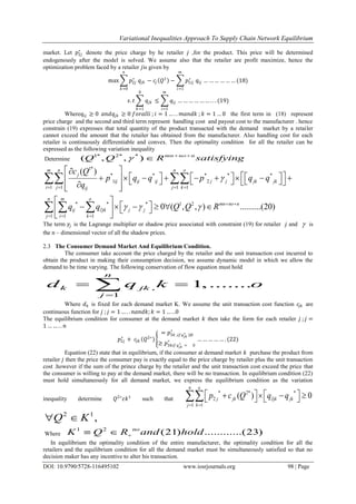 Variational Inequalities Approach to Supply Chain Network Equilibrium | PDF | Logistics | Business