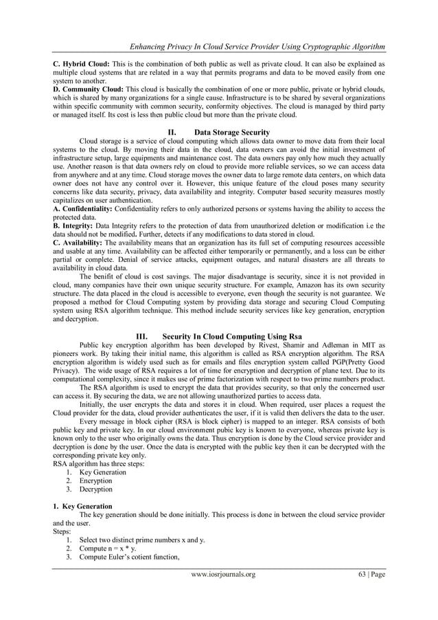 Enhancing Privacy in Cloud Service Provider Using Cryptographic Algorithm | PDF
