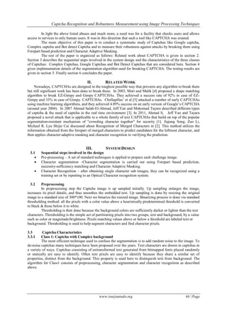Captcha Recognition and Robustness Measurement using Image Processing Techniques | PDF