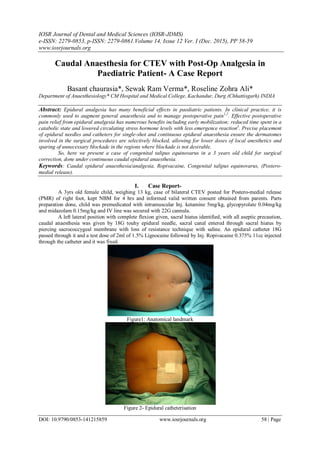 Caudal Anaesthesia for CTEV with Post-Op Analgesia in Paediatric ...