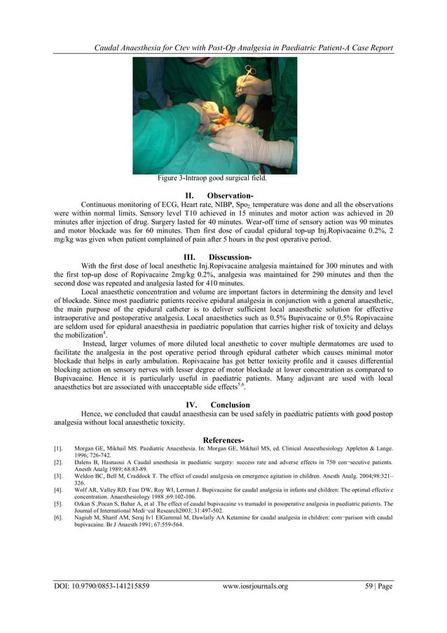 Caudal Anaesthesia for CTEV with Post-Op Analgesia in Paediatric ...