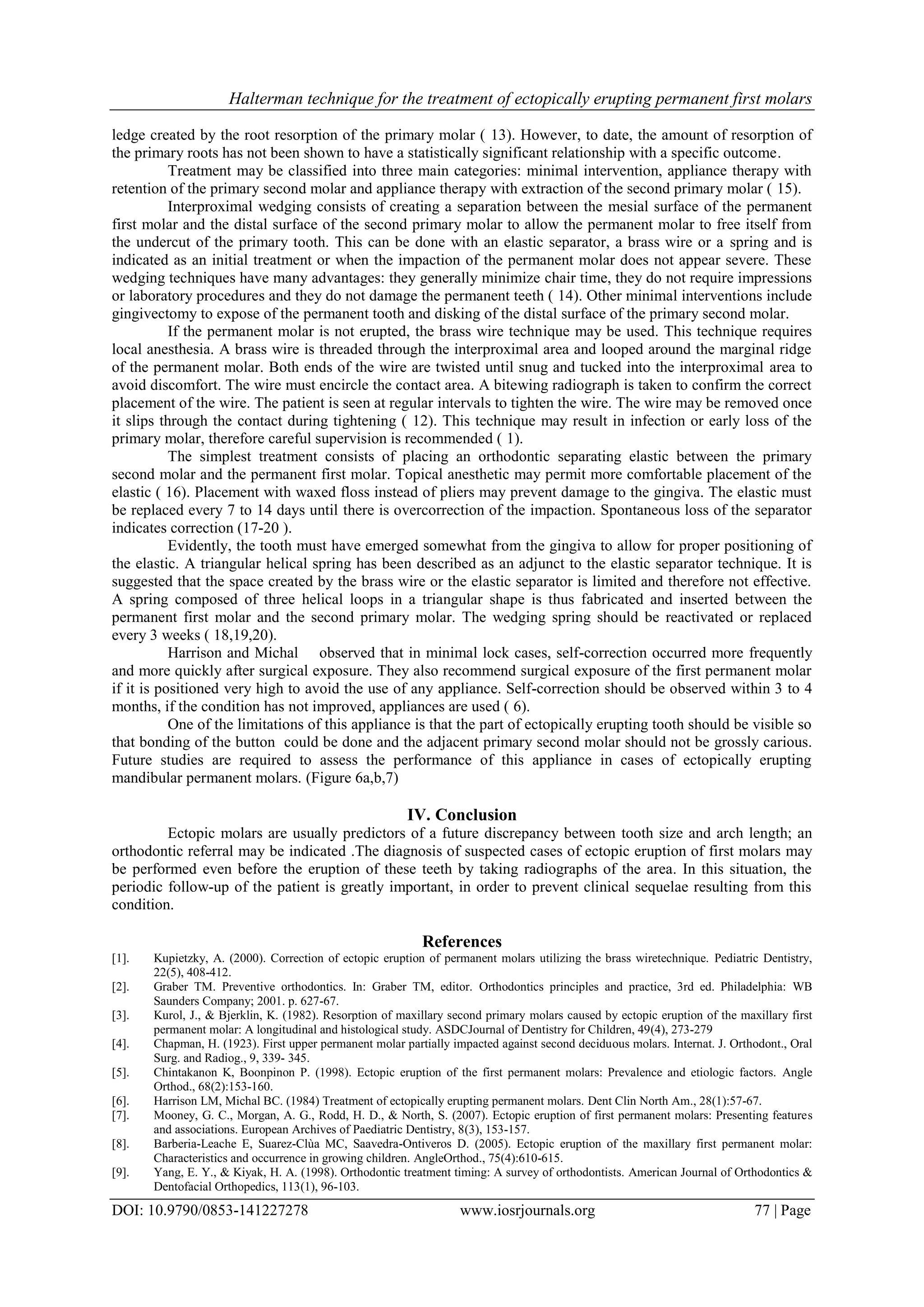 Halterman technique for the treatment of ectopically erupting permanent ...