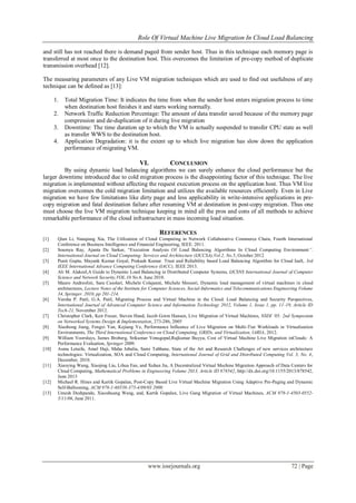 Role of Virtual Machine Live Migration in Cloud Load Balancing | PDF