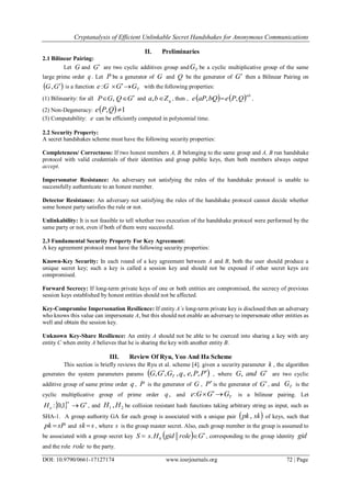 Cryptanalysis of Efficient Unlinkable Secret Handshakes for Anonymous Communications | PDF