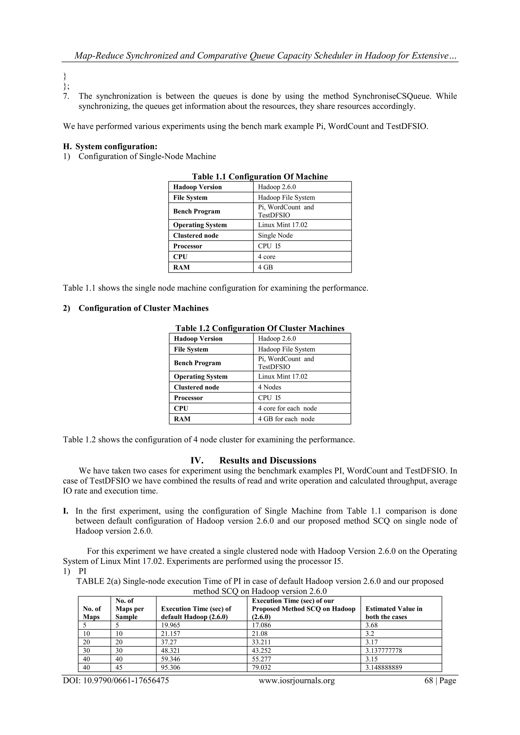 Map-Reduce Synchronized and Comparative Queue Capacity Scheduler in Hadoop for Extensive Data | PDF