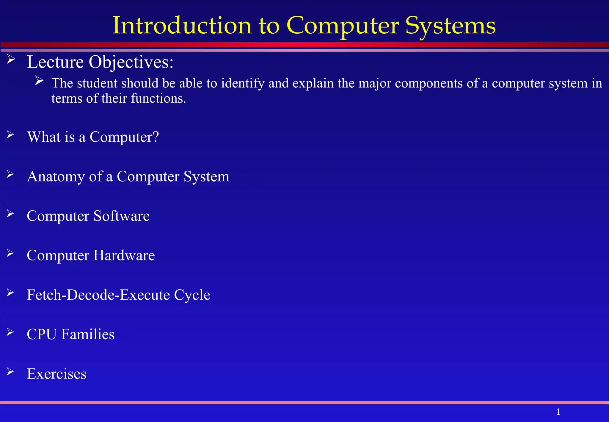 The student should be able to identify and explain the major components of a computer system in ...