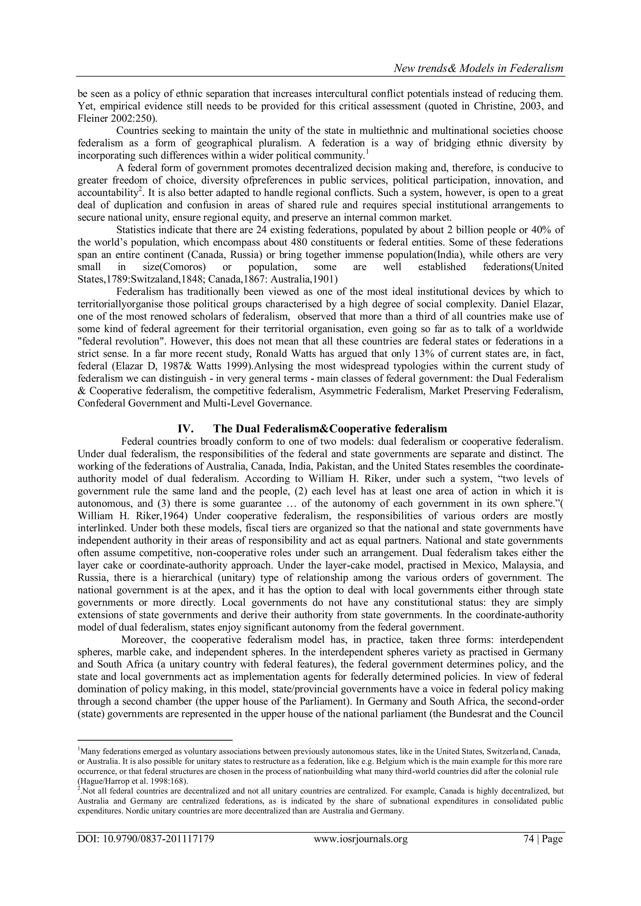 New trends& Models in Federalism | PDF