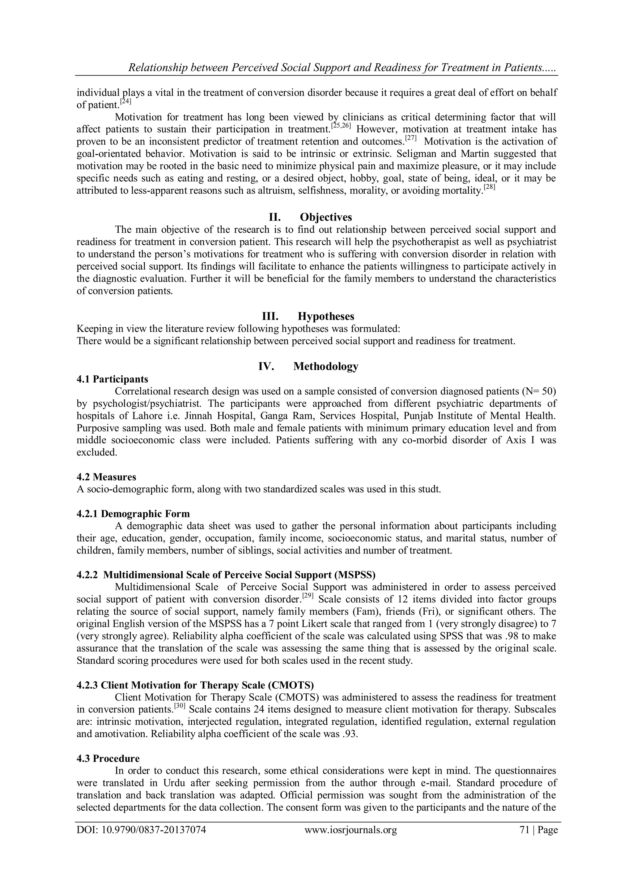 Relationship between Perceived Social Support and Readiness for ...
