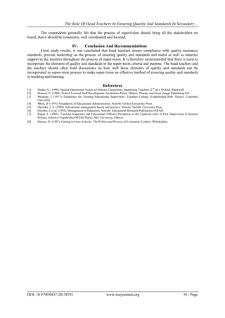 The Role of Head Teachers in Ensuring Quality and Standards in ...