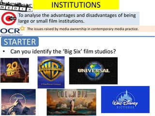Film Institutions | PPTX | Business | Business and Finance