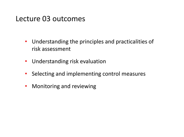 Lecture 02. OSH Risk Assessment | PDF