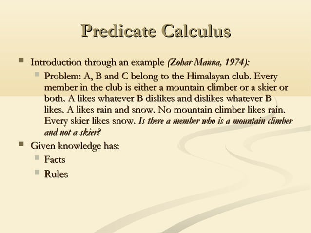 L03 Ai Knowledge Representation Using Logic Ppt Programming Languages Computing