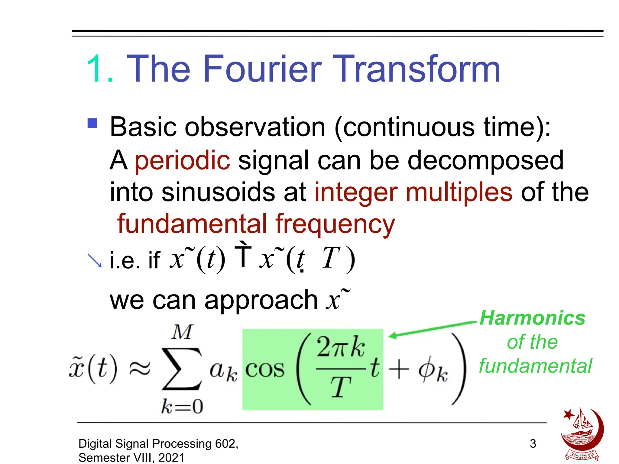 Fourier transform of digital signal processing | PPTX