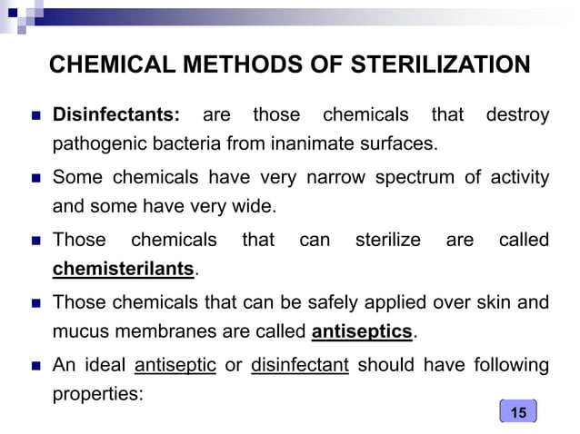 Medical Microbiology Laboratory (sterilization and disinfection) | PDF