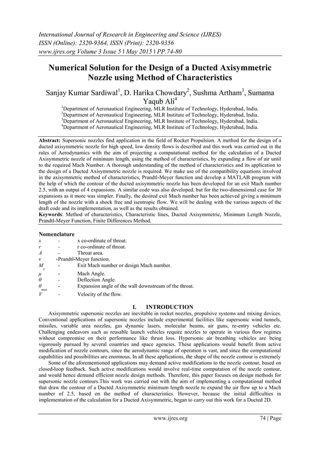 Numerical Solution for the Design of a Ducted Axisymmetric Nozzle using ...